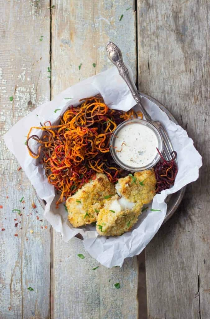 Crispy White Fish with Curly Fries - The Healthy Epicurean